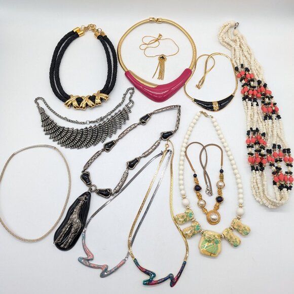 Vintage | Jewelry | Vintage 8s 90s Bold Statement Necklace Bundle ...